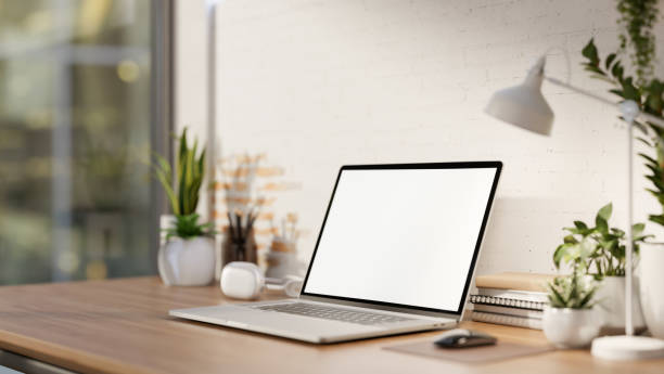 Free Stock Photo of Minimalist home office setup with laptop | Download ...