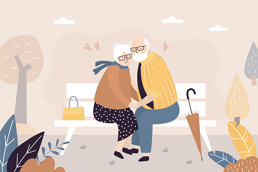 Pasangan Cinta Lansia Kakek Dan Nenek Duduk Di Bangku Di Taman Orang ... Pasangan Cinta Lansia Kakek Dan Nenek Duduk Di Bangku Di Taman Orang ...