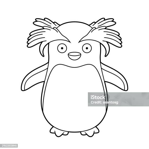 Ilustración De Ilustración Vectorial De Dibujos Animados Fácil Para Colorear De Un Pingüino De