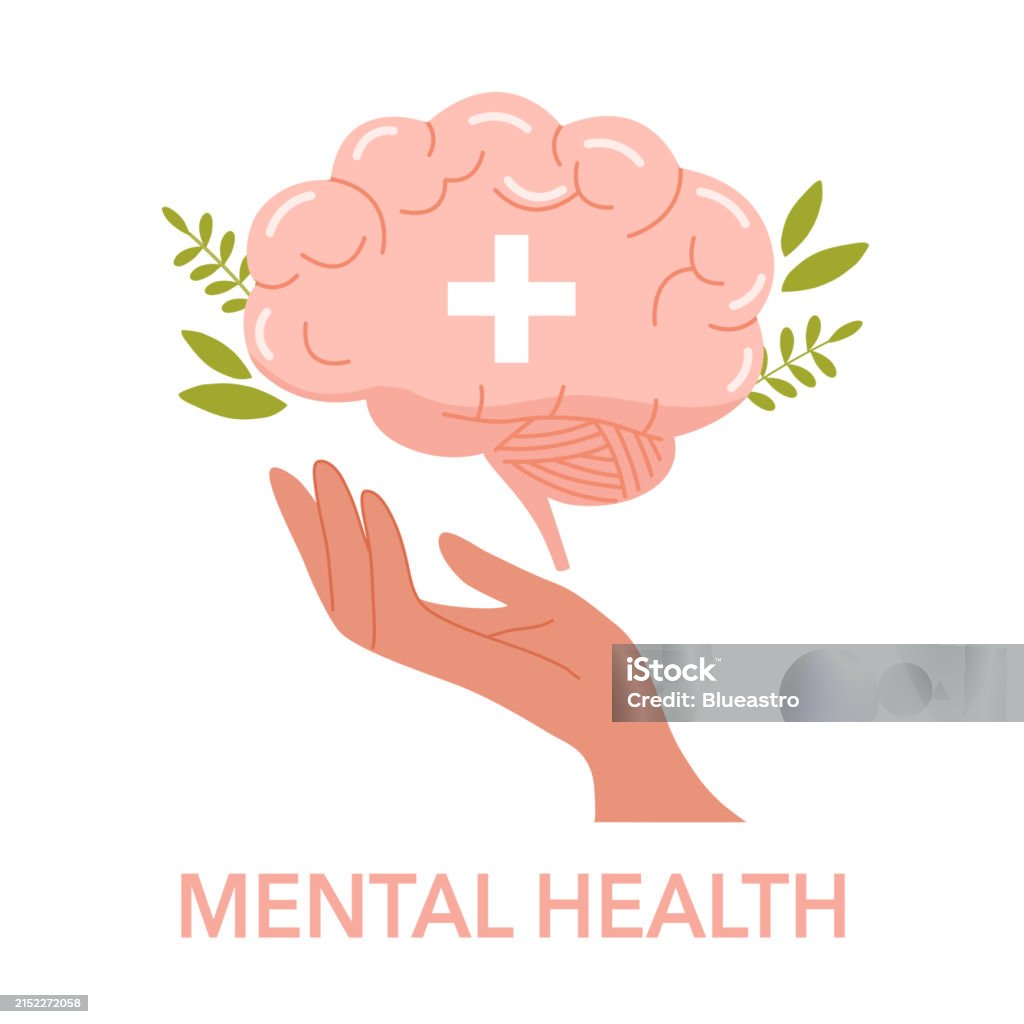 Hands Holding Brain In Flat Design On White Background Mental Health ... Hands Holding Brain In Flat Design On White Background Mental Health ...