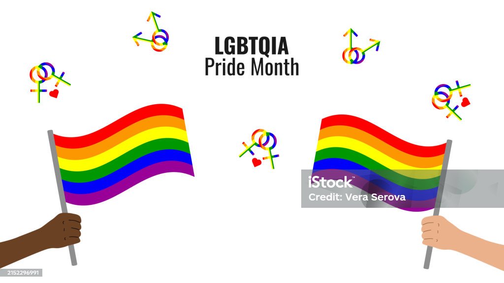 Lgbtq Banner With Symbols Celebrating Pride Month Lgbtqiaの文化のベクターアート