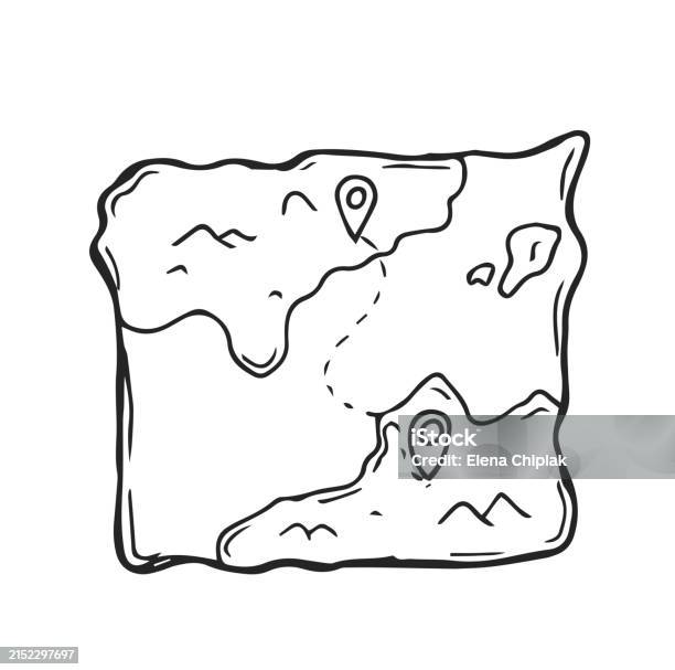 Croquis De La Carte Au Trésor Du Pirate Doodle Vecteurs Libres De