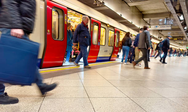 Free Stock Photo of Busy London underground train station with moving ...