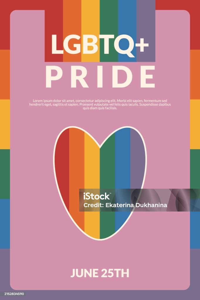 Happy Pride Day Lgbtqia Rainbow Background And Heart Event Or Festival