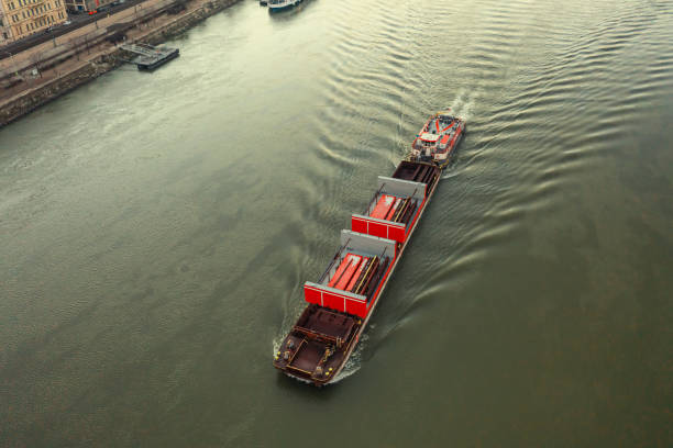 Free picture: Big barge ship on Danube river