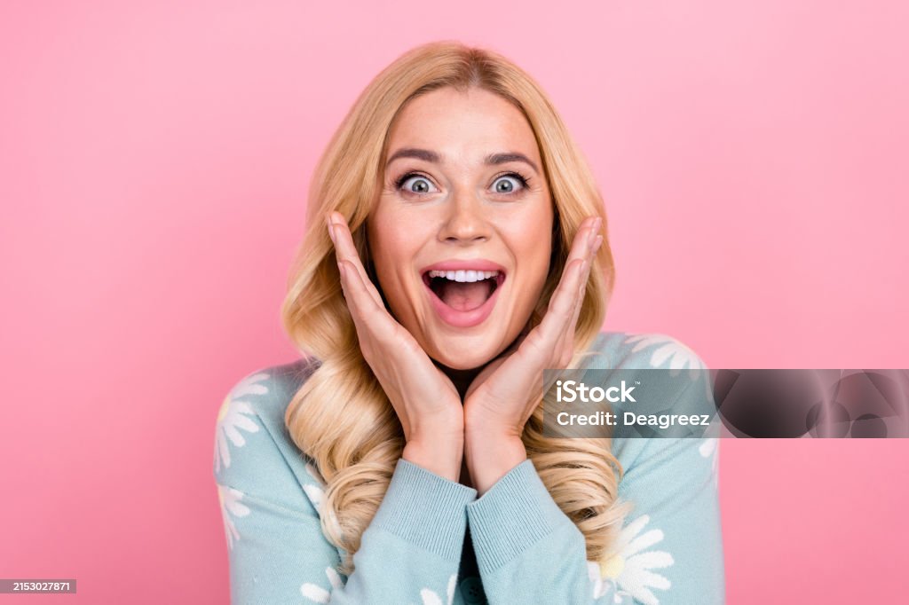 Photo Of Dreamy Woman With Wavy Hairdo Dressed Print Cardigan Hug Big