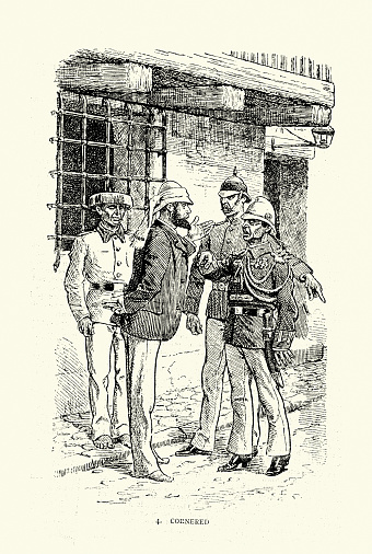 Misadventures In Manila Philippines In Colonial Times Police Questioning A Man In The Street