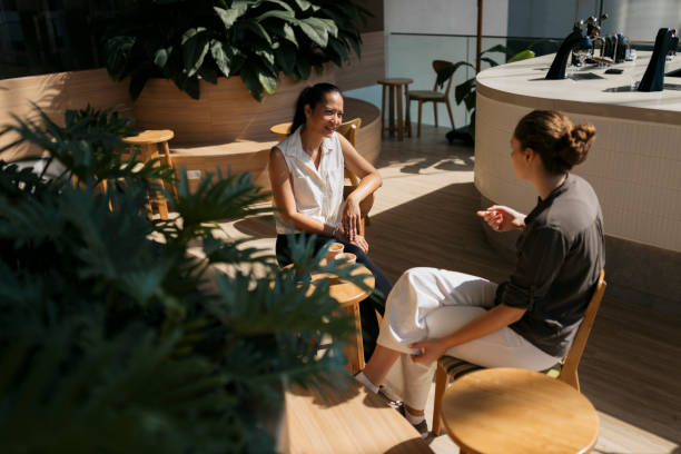 Free Stock Photo of Two friends relax talking at break time | Download ...