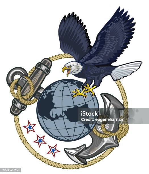 Elang Amerika Dan Jangkar Angkatan Laut Simbol Angkatan Laut Poster