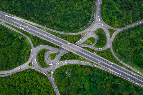 Free Stock Photo of Aerial view of a roundabout and road intersection ...