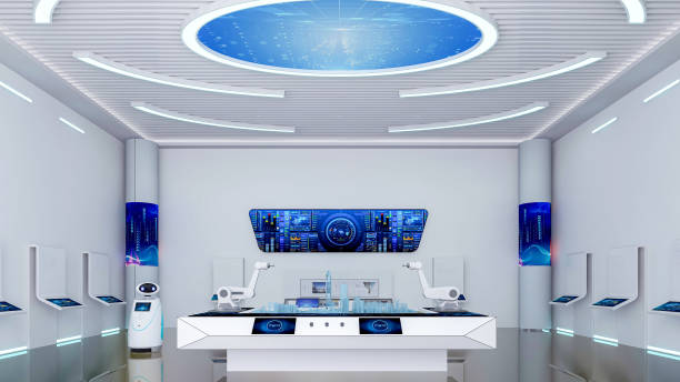 Free picture: Futuristic space shuttle control room in spacecraft in orbit