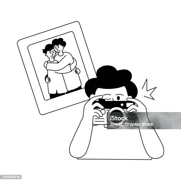 Ilustración De Un Hombre Sosteniendo La Cámara Para Hacer Clic En Las