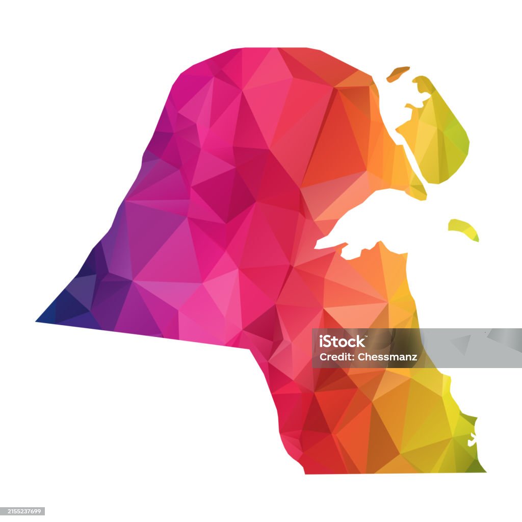 Abstract Polygon Map Vector Illustration Low Poly Color Rainbow Kuwait