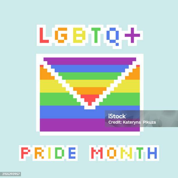 Lgbt Pride Month Envelope Rainbow Colors Lgbtq Flag Pixel Art Vector