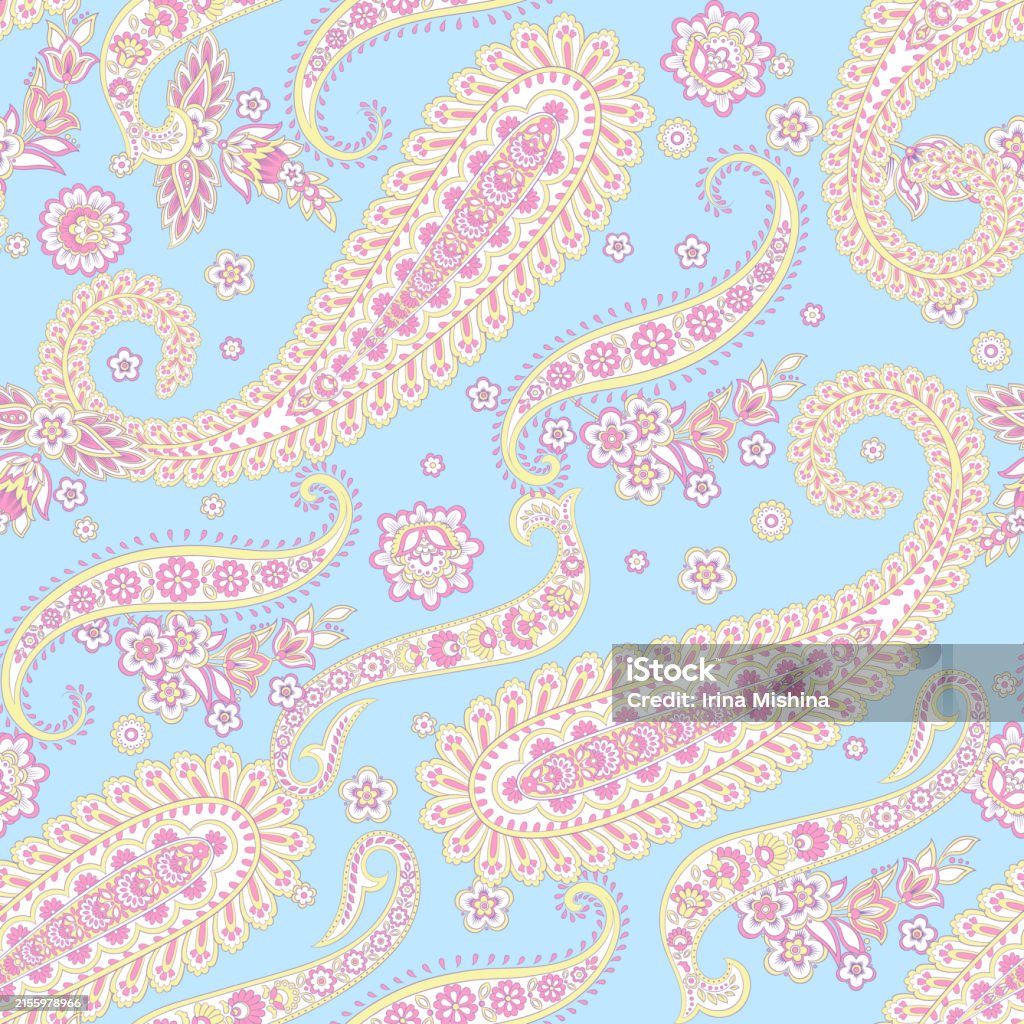 Seamless Paisley Pattern In Indian Batik Style Floral Vector