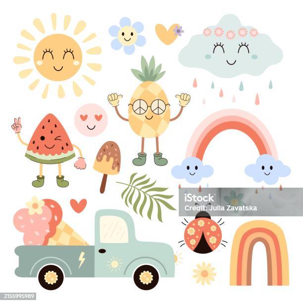 Retro Summer Clipart Groovy Summer Vibes Clipart Hello Summer Clip Art
