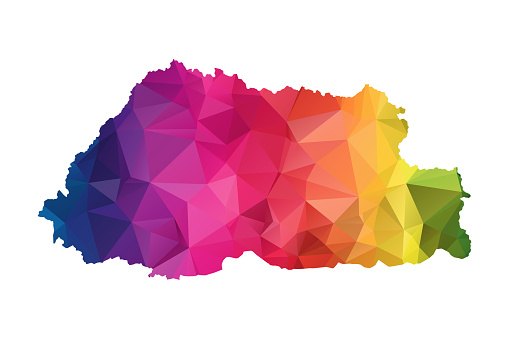 Abstract Polygon Map Vector Illustration Low Poly Color Rainbow Bhutan