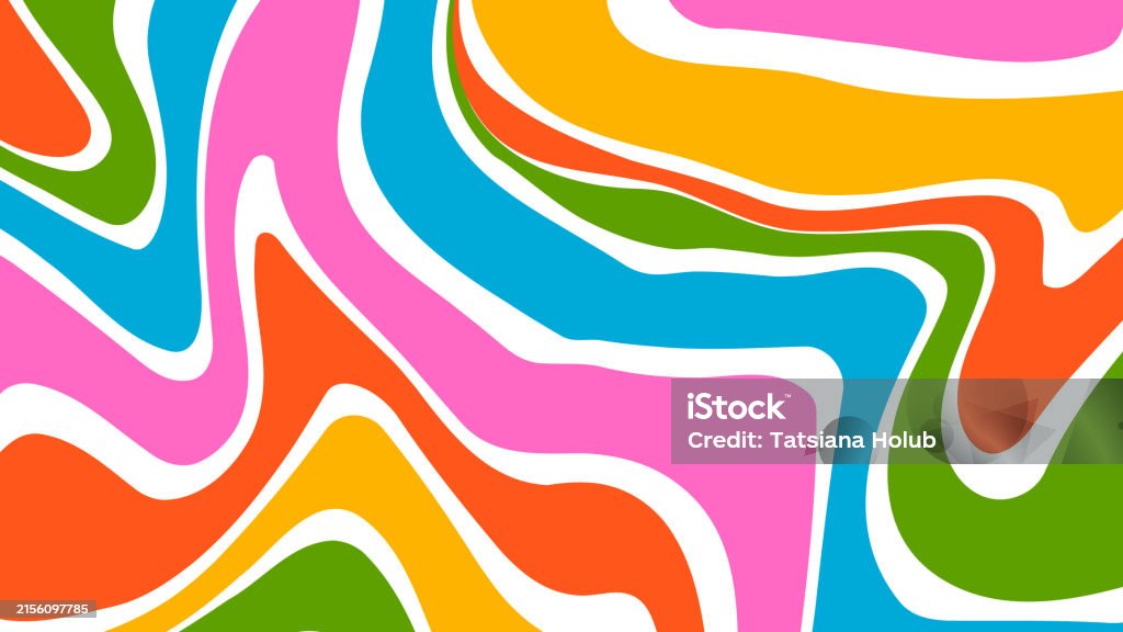 Acid Wave Rainbow Line Backgrounds In 1970s 1960s Hippie Style Y2k
