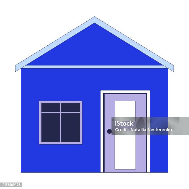 Cottage House Exterior 2d Linear Cartoon Object Stock Illustration