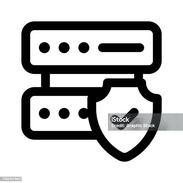 Data Server With Protection Shield Icon Of Secure Database Stock