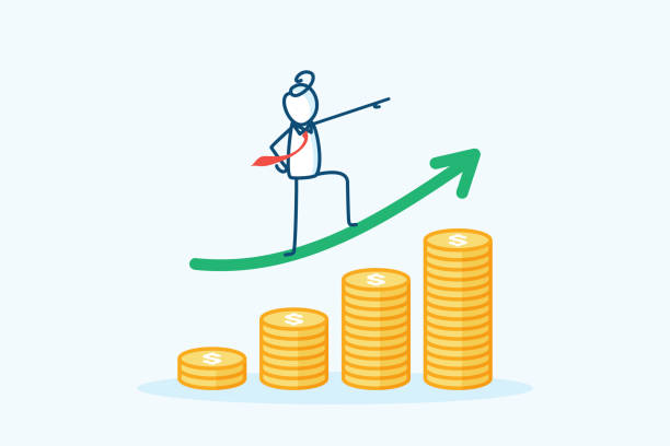Free Stock Photo of Businessman drawing an arrow over stack of coins ...