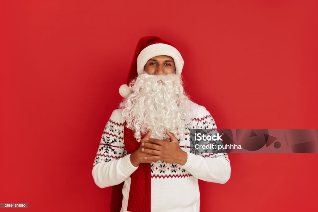 Happy Man Smiling Camera Cheerful Guy Smiling Sincerely Holding Hand At