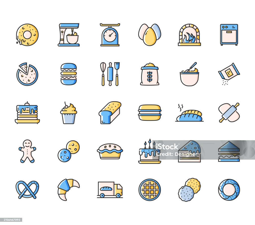 Simple Bakery Line Icon Set Bread Cake Croissants Pizza Baguette Baking ... Simple Bakery Line Icon Set Bread Cake Croissants Pizza Baguette Baking ...