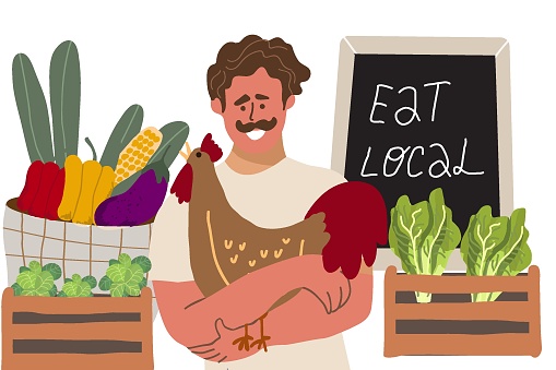 Local Organic Production Hand Drawn Vector Illustration Eat Local ... Local Organic Production Hand Drawn Vector Illustration Eat Local ...
