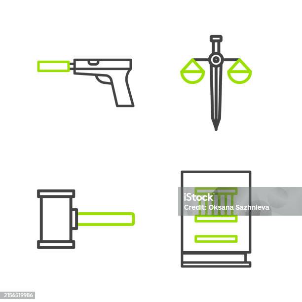 Set Garis Buku Hukum Palu Hakim Timbangan Keadilan Dan Pistol Atau ... Set Garis Buku Hukum Palu Hakim Timbangan Keadilan Dan Pistol Atau ...