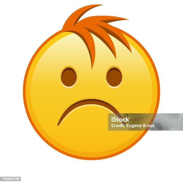 Frowning Sad Face Large Size Of Yellow Emoji Smile With Hair Stock ... Frowning Sad Face Large Size Of Yellow Emoji Smile With Hair Stock ...