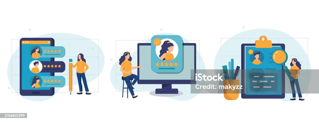 Hiring Illustration Set Hr Managers Searching New Employee Reading Cv ... Hiring Illustration Set Hr Managers Searching New Employee Reading Cv ...