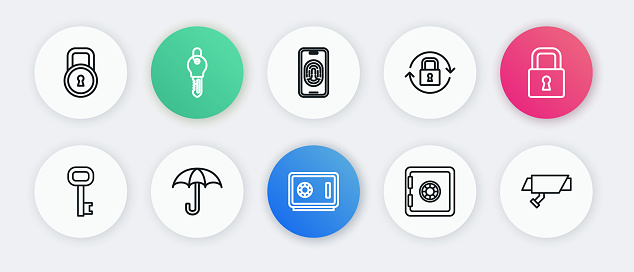 Vetores de Definir Linha Safe Lock Chave Antiga Mobile Com Scanner De ... Vetores de Definir Linha Safe Lock Chave Antiga Mobile Com Scanner De ...