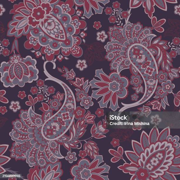 Seamless Paisley Pattern In Indian Batik Style Floral Vector