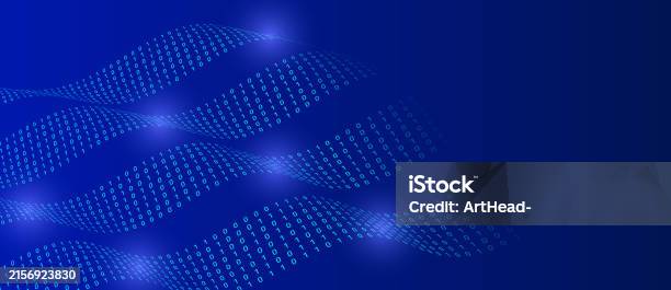 Blue Background With Data Flow Binary Code Artificial Intelligence Program Code Computer