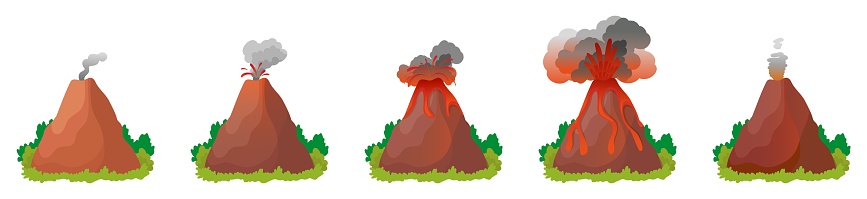 Letusan Gunung Berapi Gunung Berapi Pada Berbagai Tahap Meletus