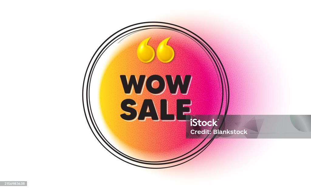 Wow Sale Tag Special Offer Price Sign Hand Drawn Round Frame Banner