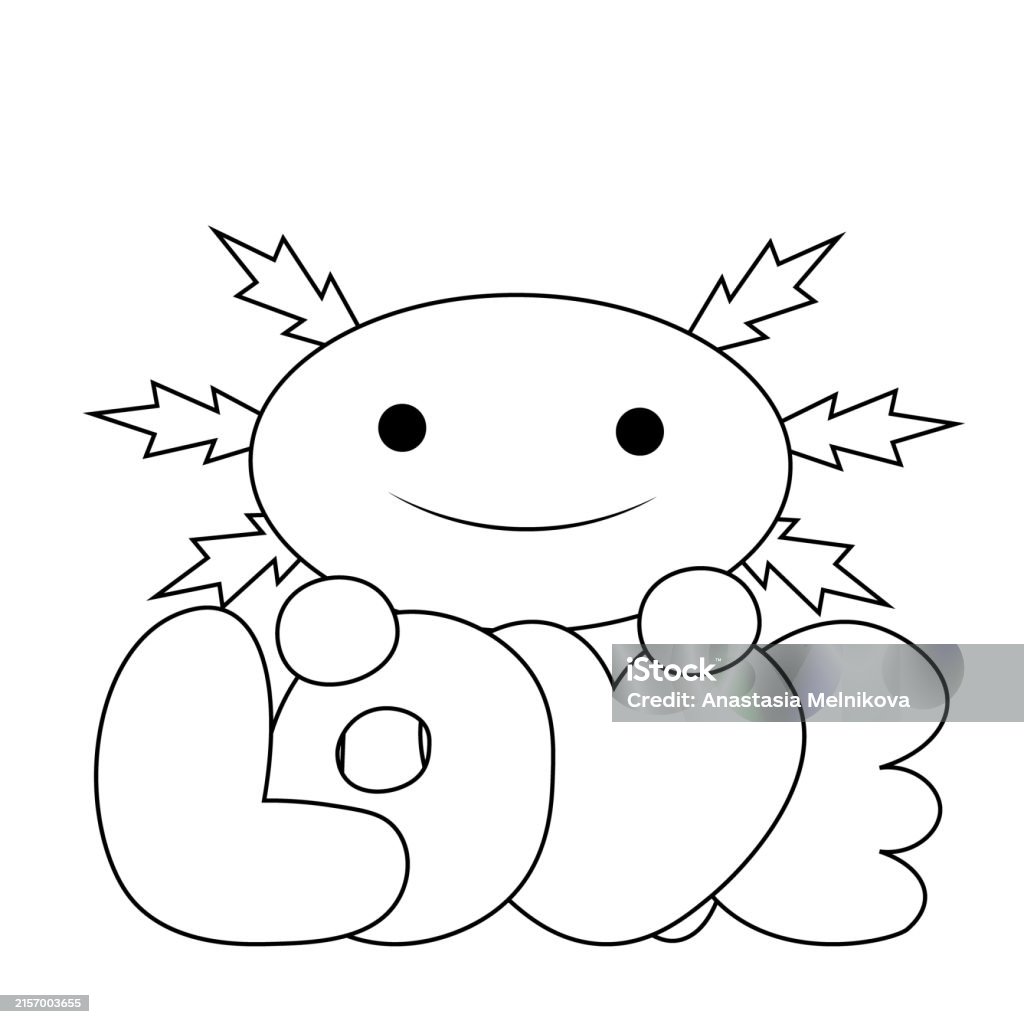 Ilustración de Lindo Ajolote De Dibujos Animados Con La Palabra Amor En ... Ilustración de Lindo Ajolote De Dibujos Animados Con La Palabra Amor En ...
