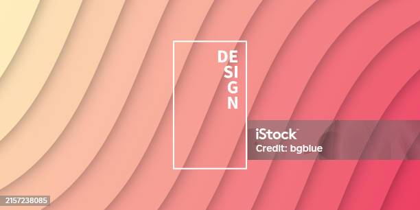 Red Abstract Wave Shapes Paper Cut Background Trendy 3d Design Stock