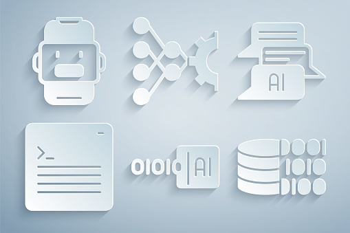 Set Binary Code Chat Bot Web Developer Programming Neural Network And Icon Vector Stock
