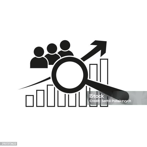 Market Analysis Icon Growth Chart Symbol Vector Black And White Stock Illustration Download
