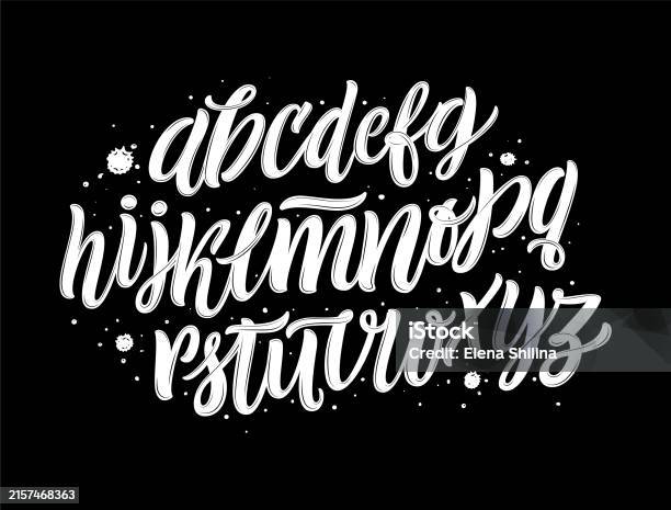 Handwritten Brush Style Modern Cursive Font Isolated On Black