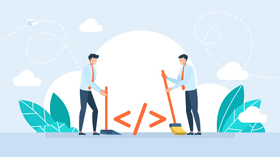 Tiny Characters Programmers Sweep Up And Throw Away Bad Code Antivirus ... Tiny Characters Programmers Sweep Up And Throw Away Bad Code Antivirus ...