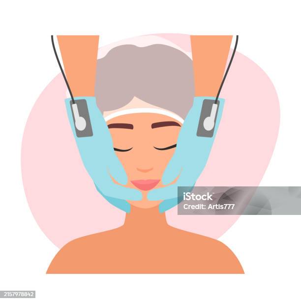 Lymphatic Drainage Massage Of Face With Micro Sensory Electrode And