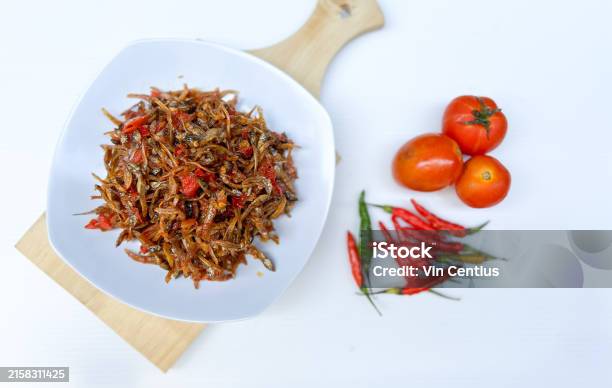 Sambal Ikan Teri Balado Traditional Food Indonesian Chili Sauce Made