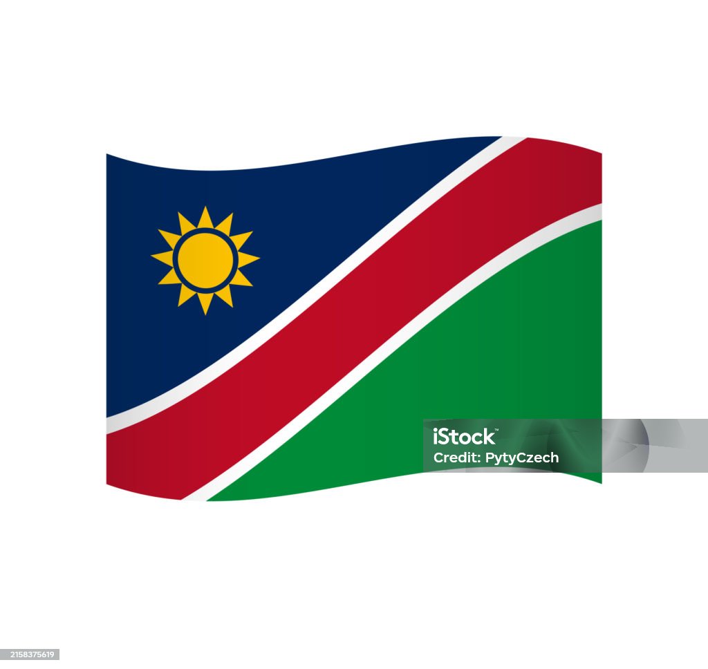 Wavy Vector Flag Of Namibia Stock Illustration Download Image Now