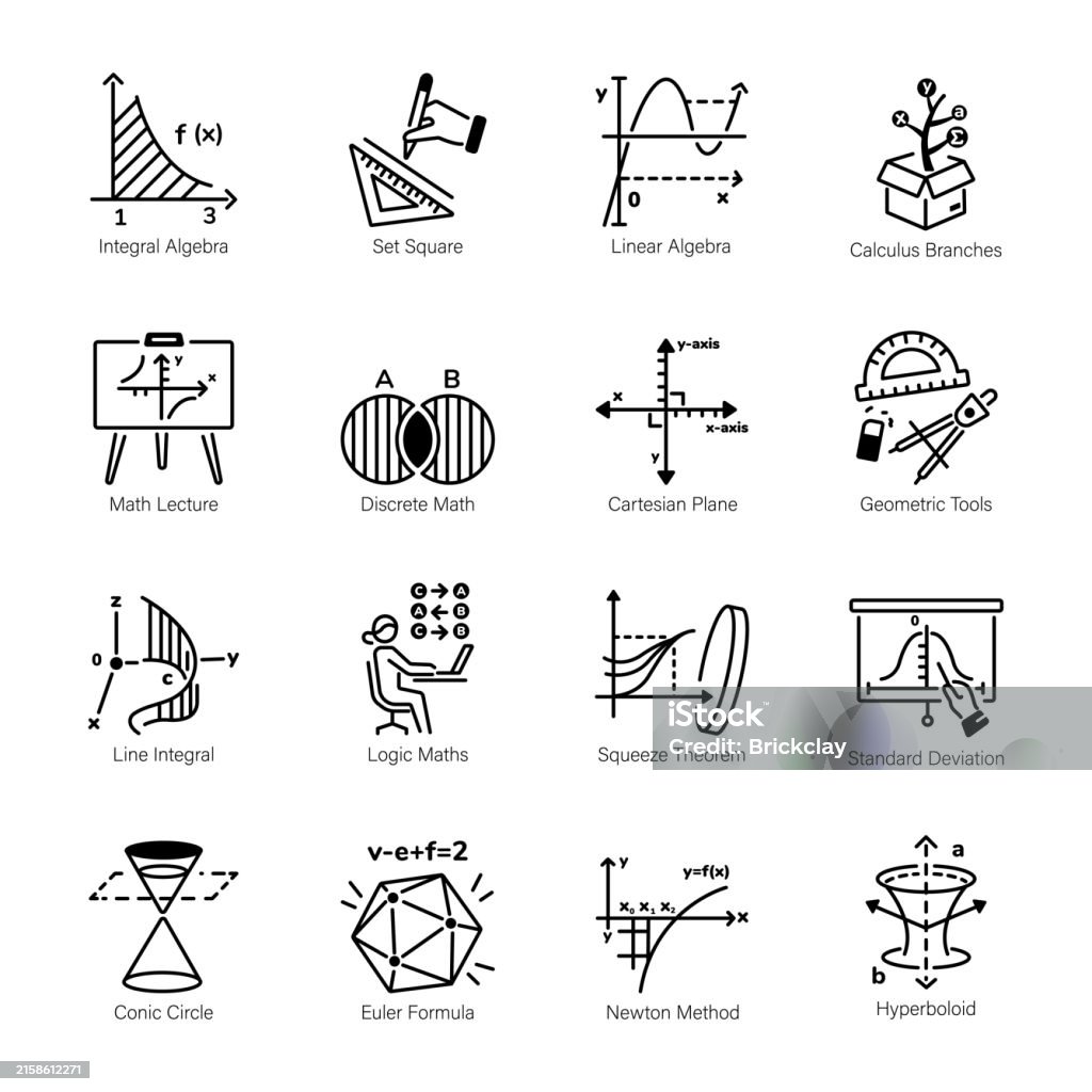 Collection Of Calculus Methods Linear Icons Stock Illustration ... Collection Of Calculus Methods Linear Icons Stock Illustration ...