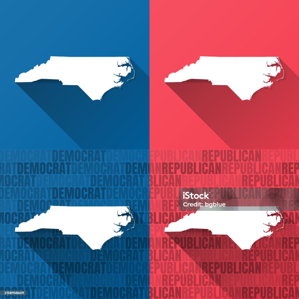 North Carolina Maps On Blue And Red Backgrounds Stock Illustration