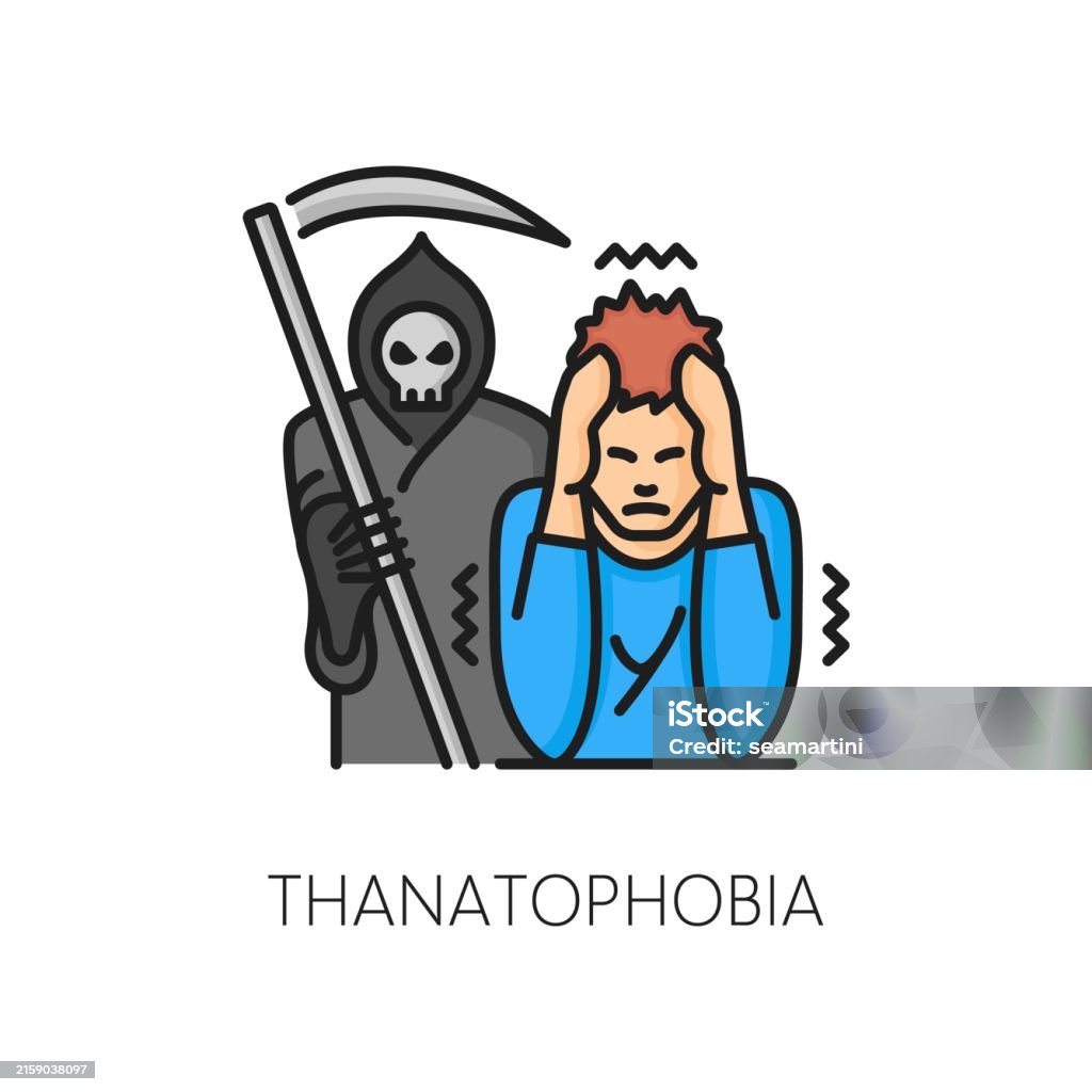 Human Phobia Thanatophobia Anxiety Line Icon Stock Illustration ... Human Phobia Thanatophobia Anxiety Line Icon Stock Illustration ...