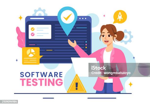 Software Testing Vector Illustration Featuring Application Engineering Debugging Development