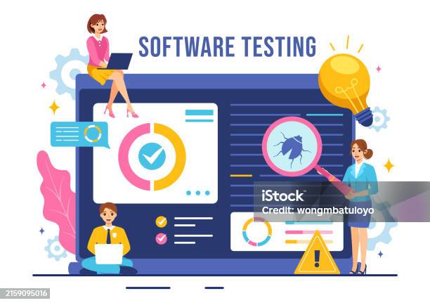 Software Testing Vector Illustration Featuring Application Engineering Debugging Development